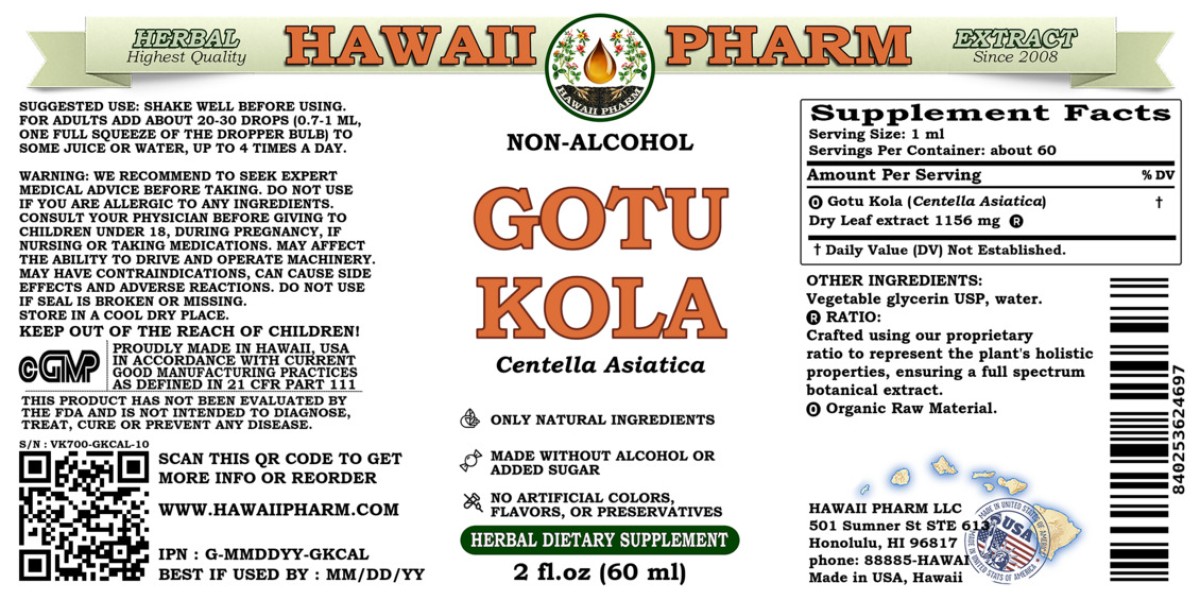 Gotu Kola Natural Alcohol-Free Extract | Hawaii Pharm